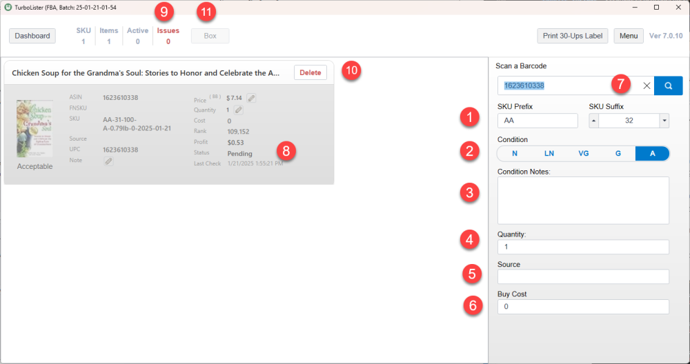 List Screen - ASellerTool Scoutly and TurboLister User Guide - 1