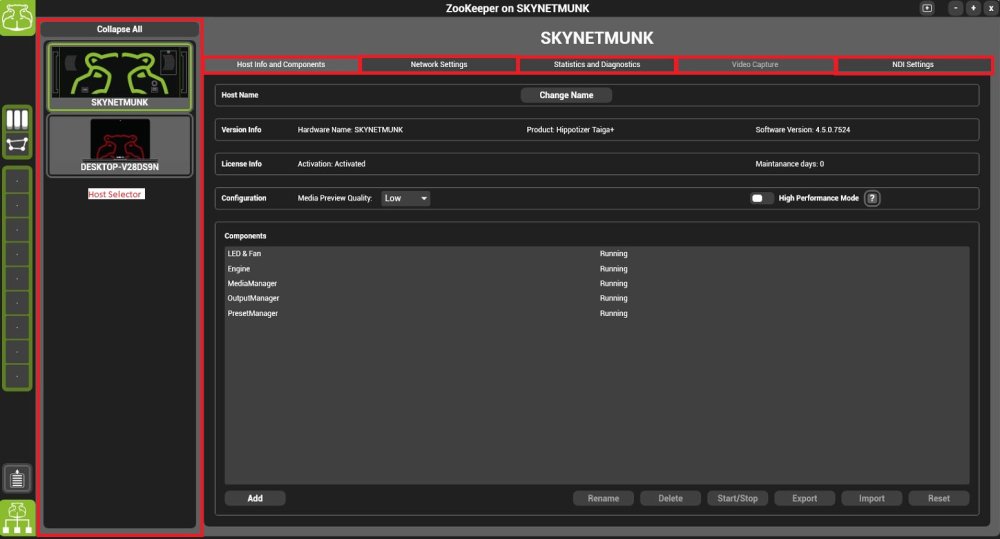 Configuration Page - Hippotizer V4 - 4.3.3