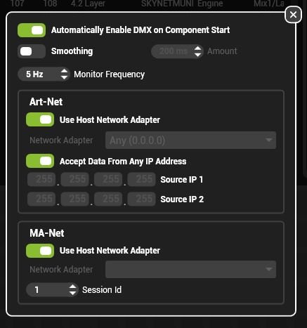 DMX Settings - Hippotizer V4 - 4.7.3