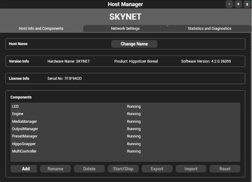 Host Manager - Hippotizer V4 - 4.8.0