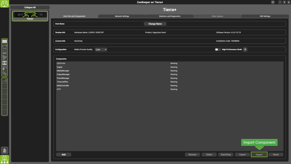 Saving or loading a component - Hippotizer V4 - 4.7.3