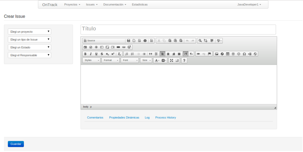 Crear Issues - OnTrack - 1
