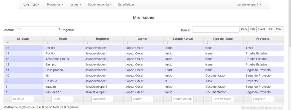 Modificar Issues - OnTrack - 1
