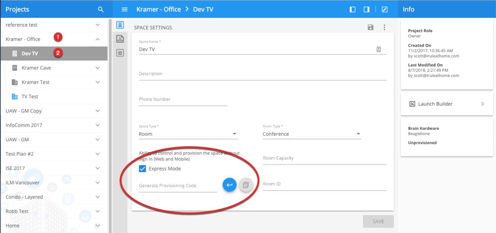 Express Provisioning - Kramer Control - 1