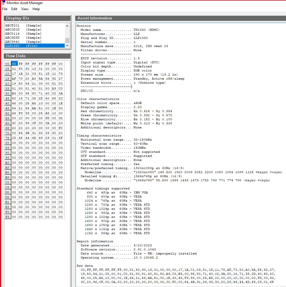 No Output on Unique Displays - AVSM - 1