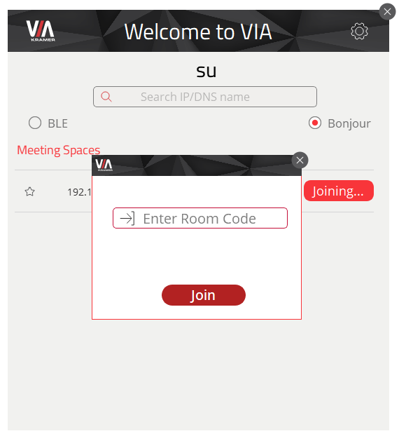 Join VIA meeting Using Kramer VIA app for Windows client - VIA - 1