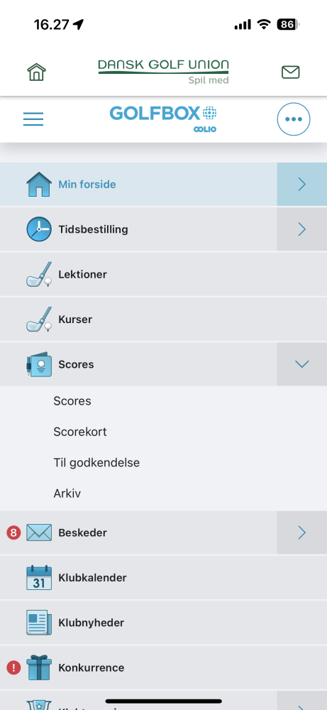 Indberet score - Mit Golf appen - Version 1.7