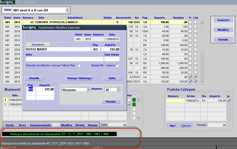 Documento commerciale RT: Depositi - Scrigno PMS Manuale - 1