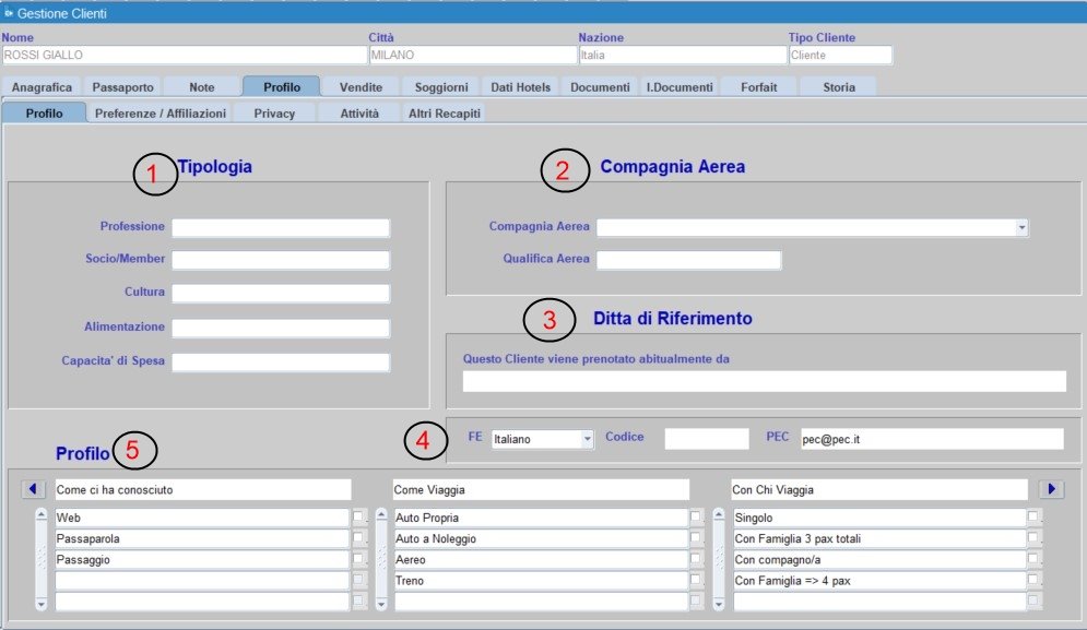 Profilo cliente (dati fatturazione) - Scrigno PMS Manuale - 1