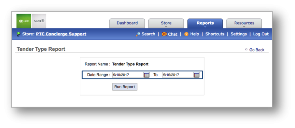 Tender Type Report - Store User Guide - 2