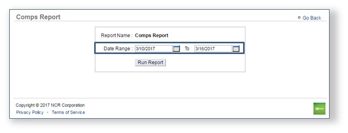 Comps Report - NCR Console for Aloha - 1