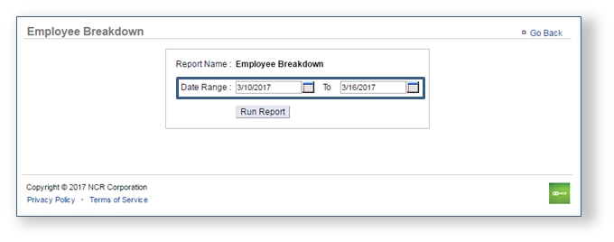 Employee Breakdown Report - NCR Console for Aloha - 1