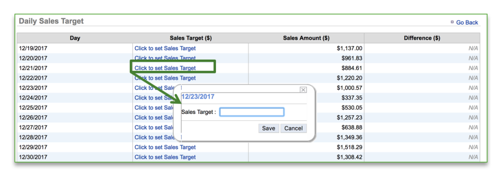 Set Sales Target - NCR Console for Aloha - 1