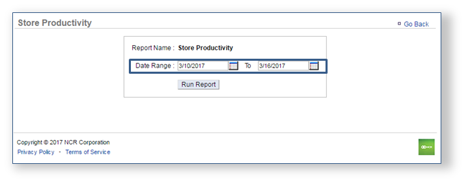 Store Productivity Report - NCR Console for Aloha - 1