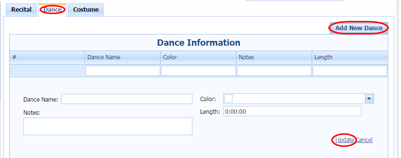 Dance Tab - Compudance Online Helpdesk - 1