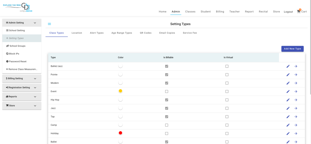 Class Types - Compudance Online Helpdesk - 1
