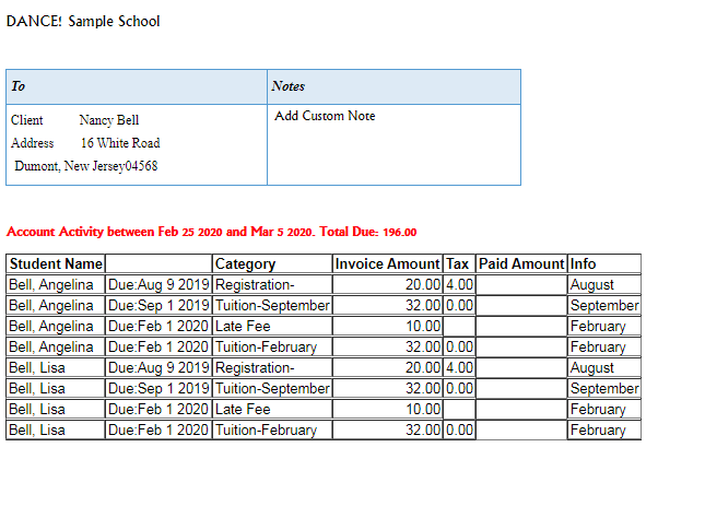 Family Ledger Report/Statements - Compudance Online Helpdesk - 1