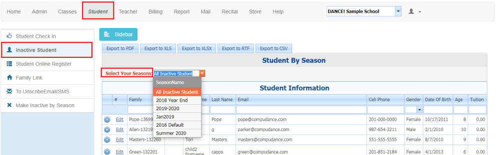 Make a Student Inactive/active - Compudance Online Helpdesk - 1