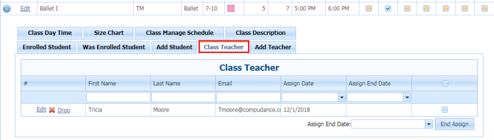 Class Teacher and Add Teacher - Compudance Online Helpdesk - 1