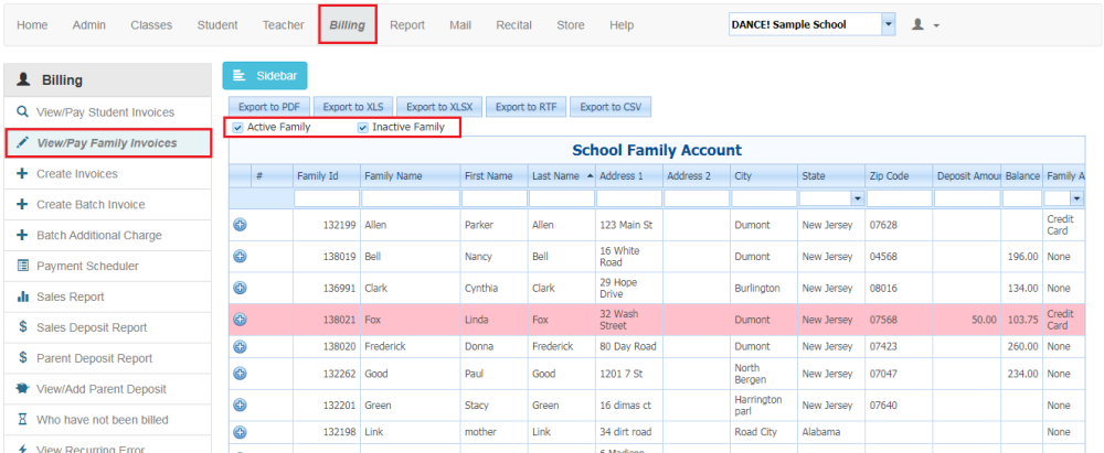 View & Pay Invoice by Family - Compudance Online Helpdesk - 1