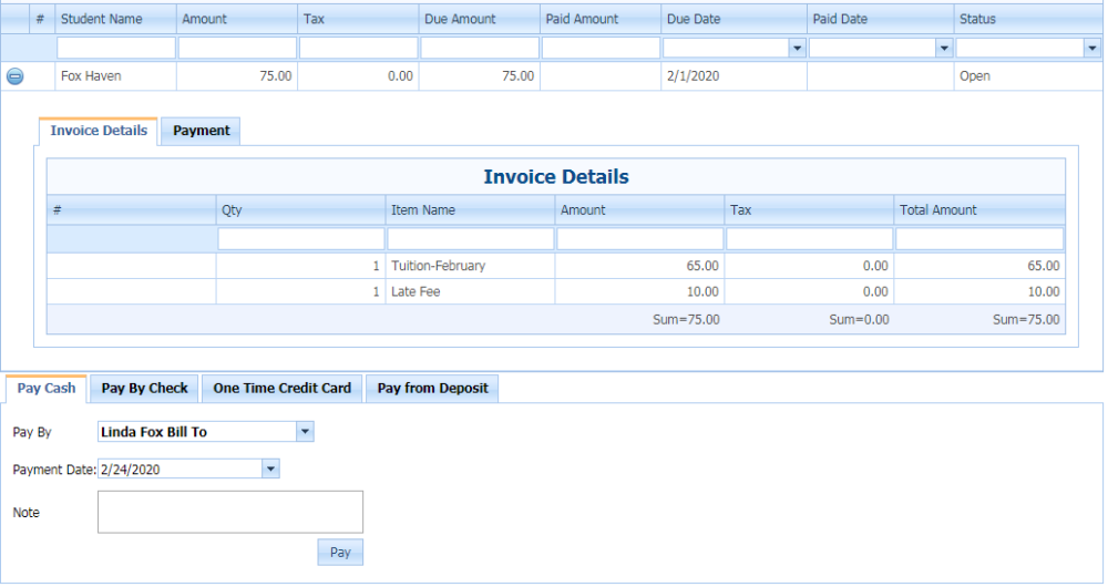 View & Pay Invoice by Student - Compudance Online Helpdesk - 1