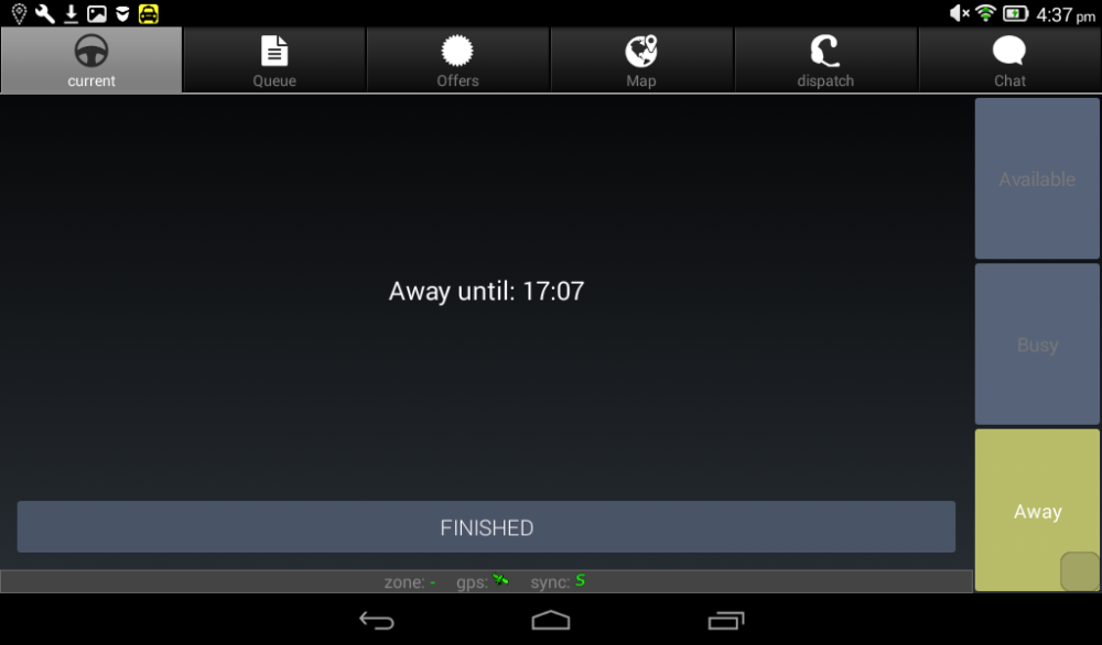Driver Status: Busy, Away - Driver App - 1