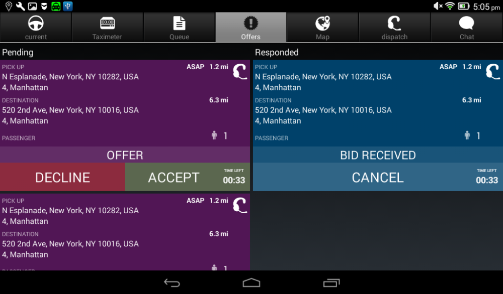 Bidding on a job - Driver App - 1