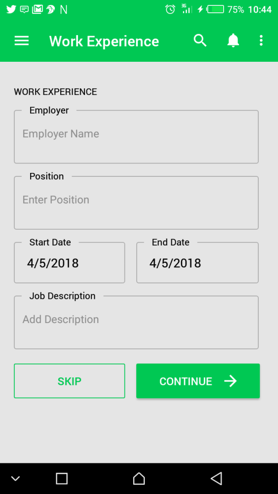 Work Experience - myNTI Mobile App Guide - 1